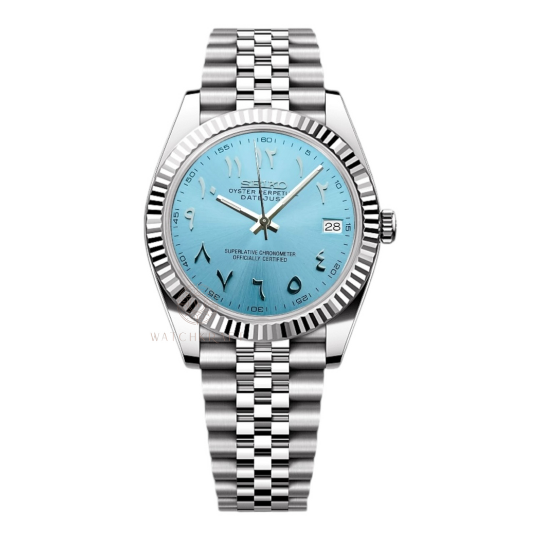 Seiko Light Blue Arabic Datejust Mod – watchkraft