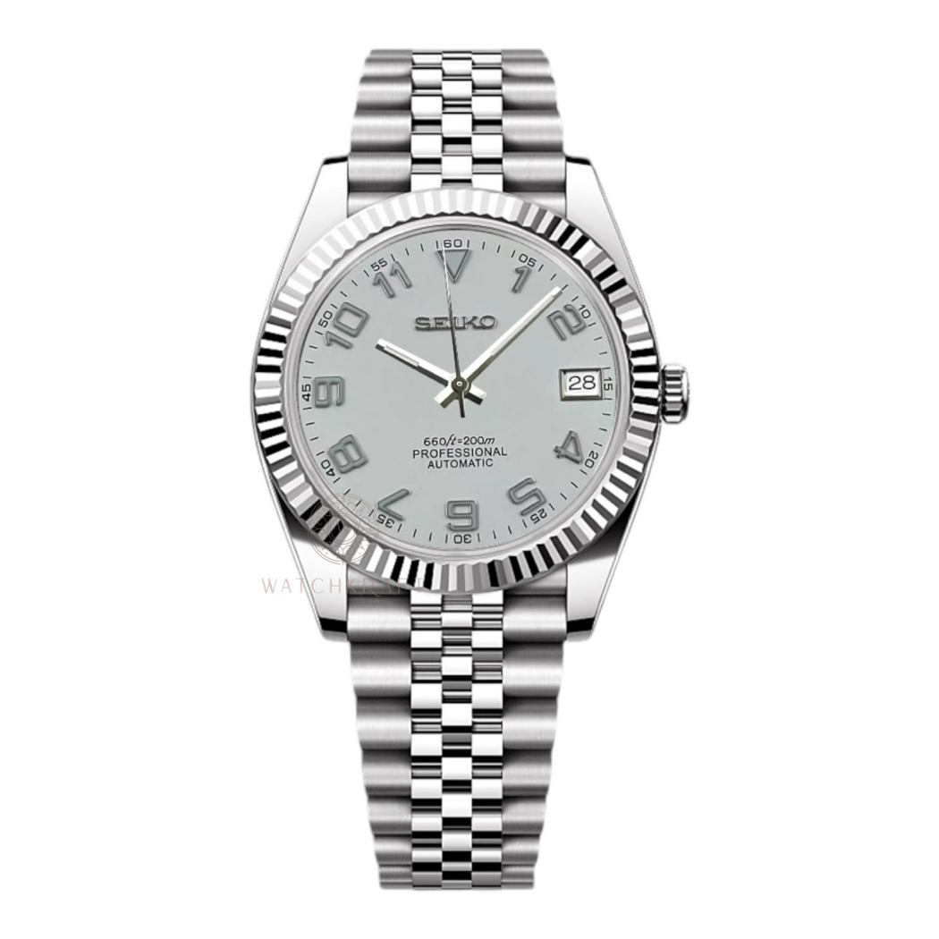 Seiko White Number Indices Datejust Mod – watchkraft