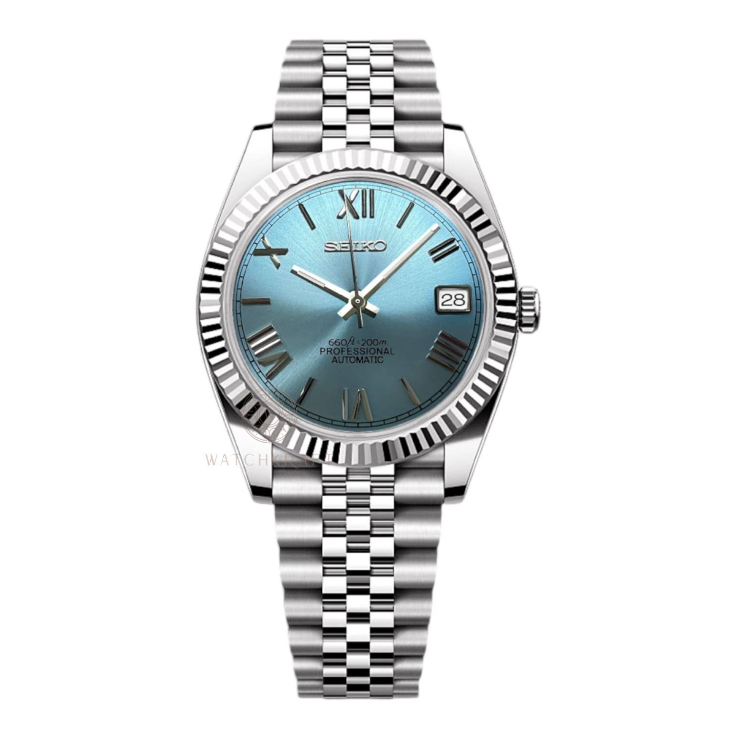 Seiko Ice Blue Roman Datejust Mod – watchkraft