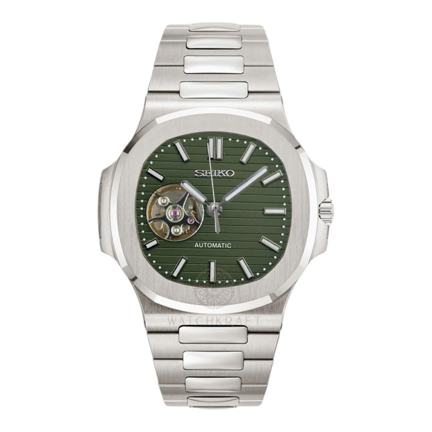 Seiko Green Open Heart Nautilus Mod – watchkraft